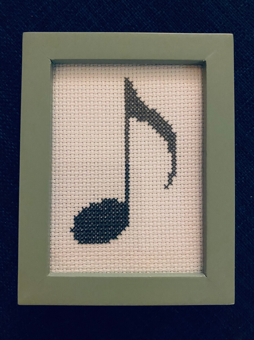 Music Note Framed Finished Cross Stitch - Etsy