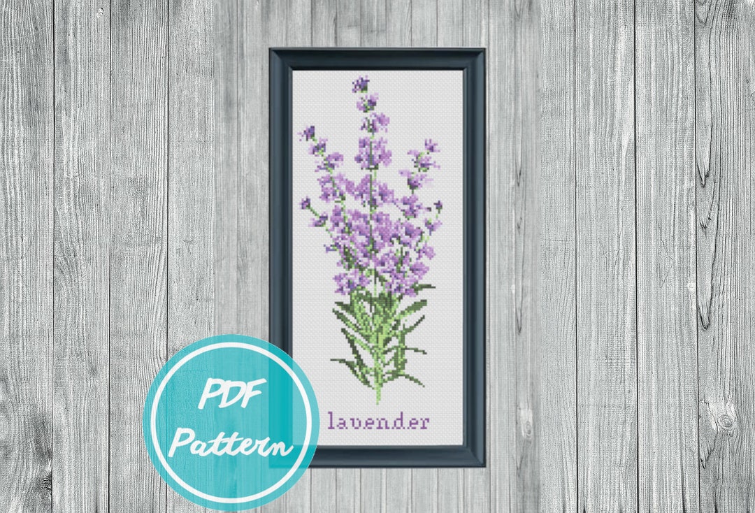 Lavender Flower Cross Stitch PDF Pattern | Instant Digital Download - Etsy