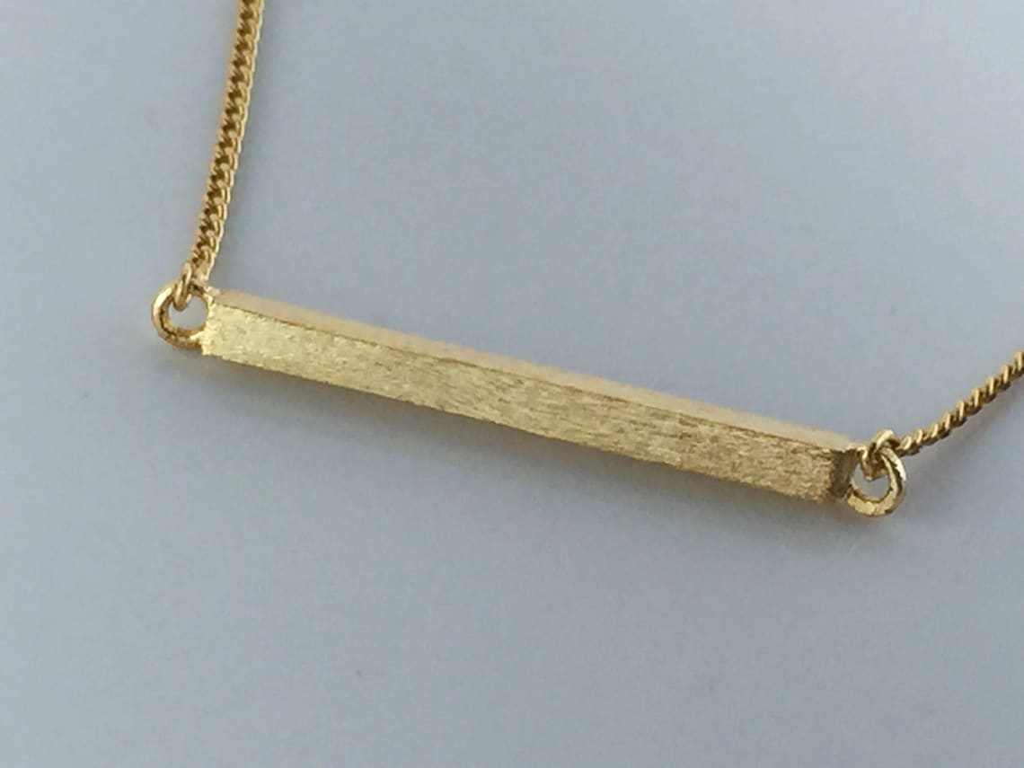 Gold Horizontal Bar Necklace Matte Crossbarhigh-qualitygift | Etsy