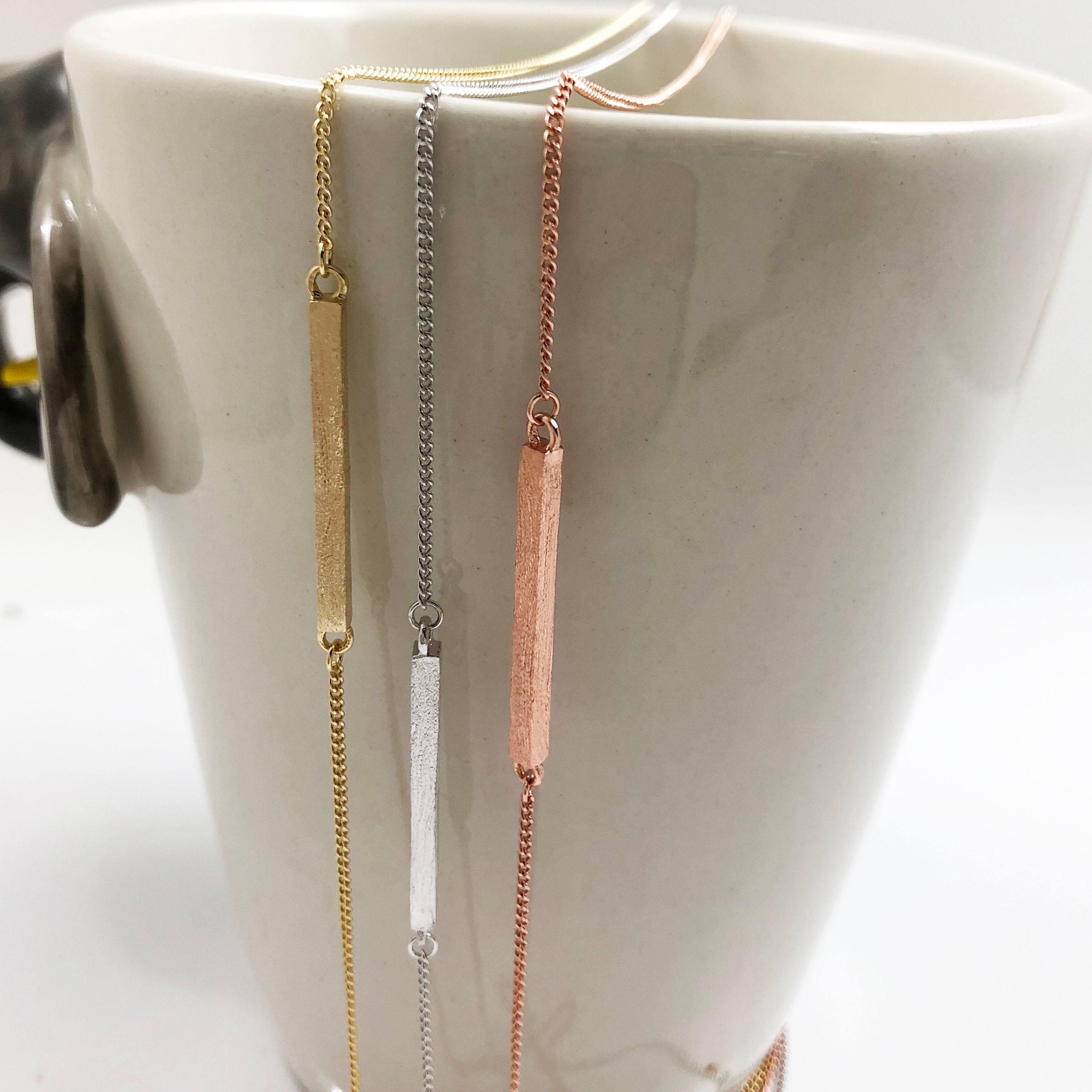 Gold Horizontal Bar Necklace Matte Crossbarhigh-qualitygift - Etsy