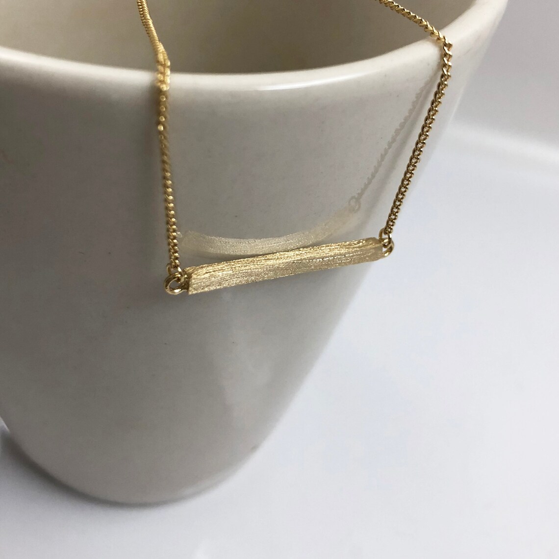 Gold Horizontal Bar Necklace Matte Crossbarhigh-qualitygift | Etsy