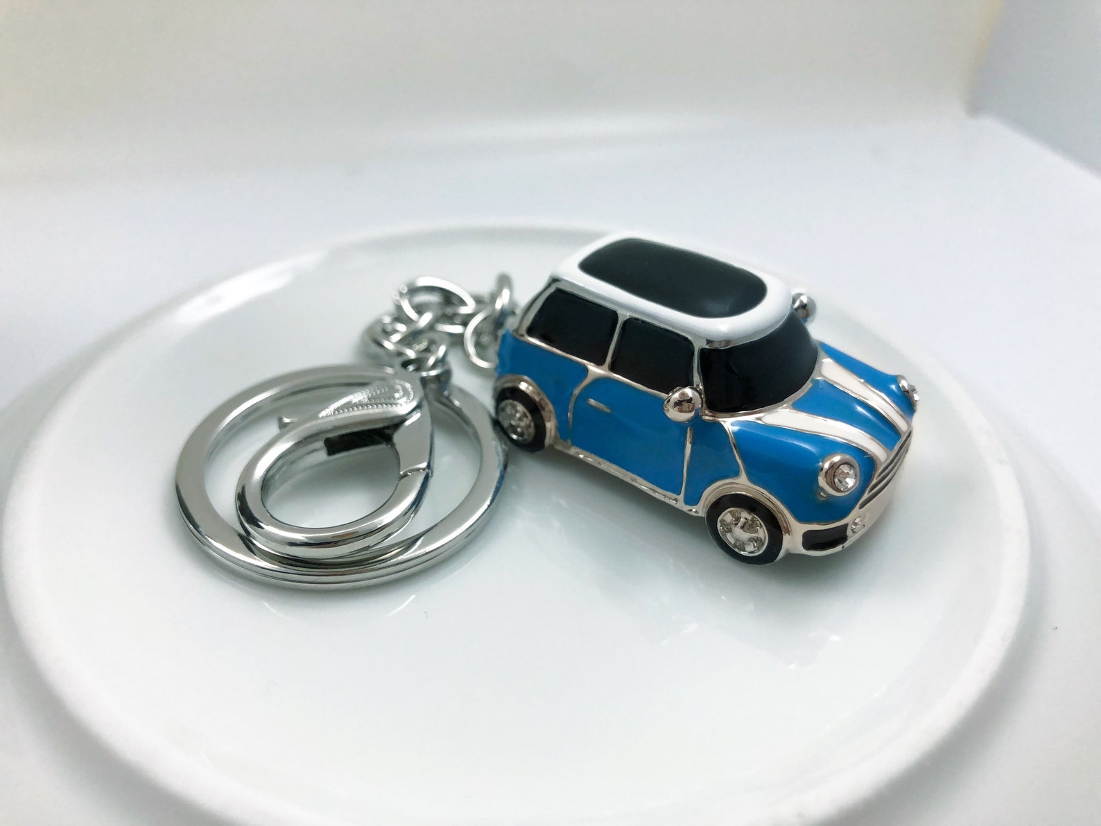 Sky Blue Mini Car, Black Panoramic Roof Window, Cool, White Gold ...