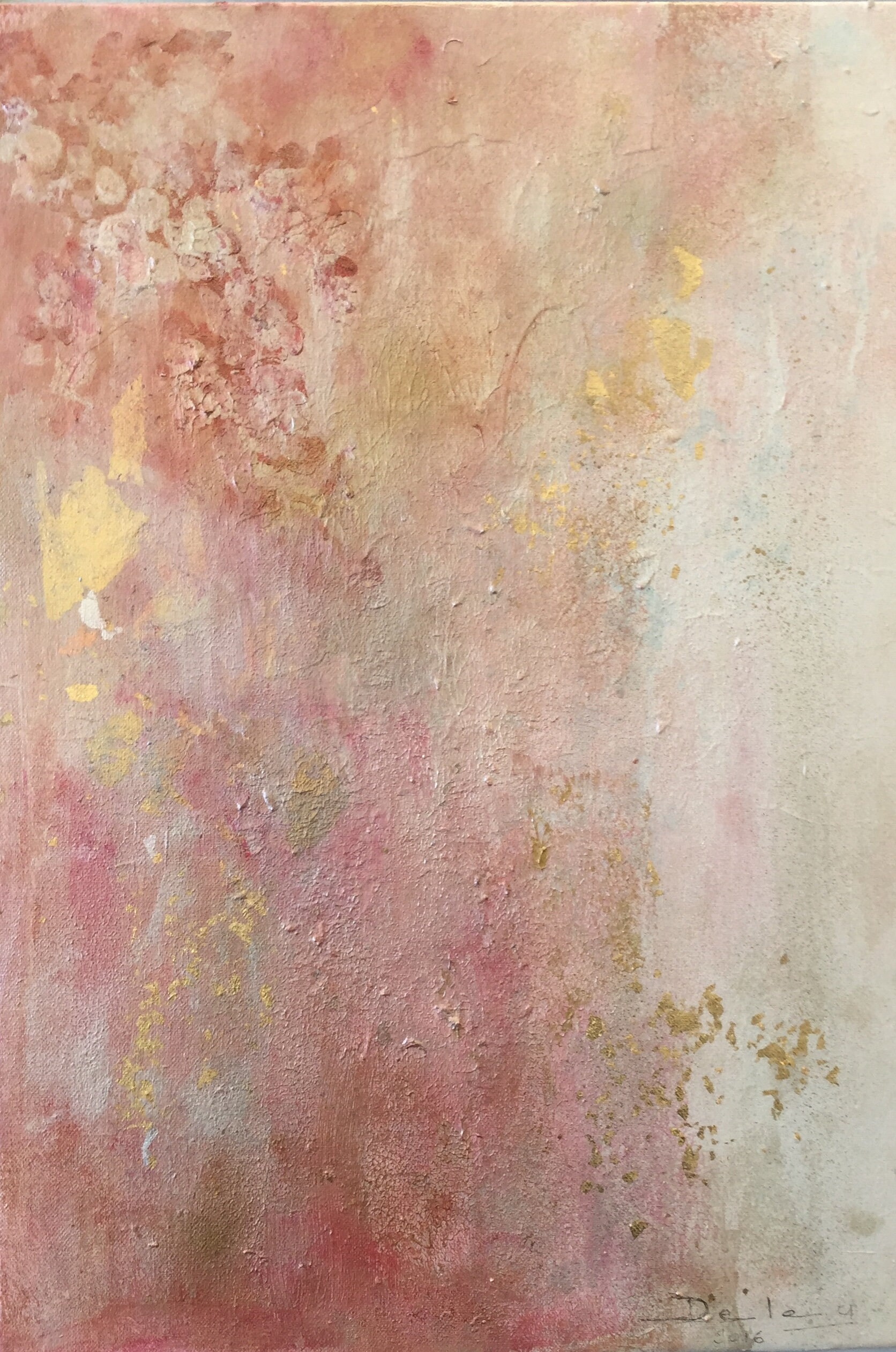 Pintura rosa abstracta hoja de oro pintura abstracta | Etsy