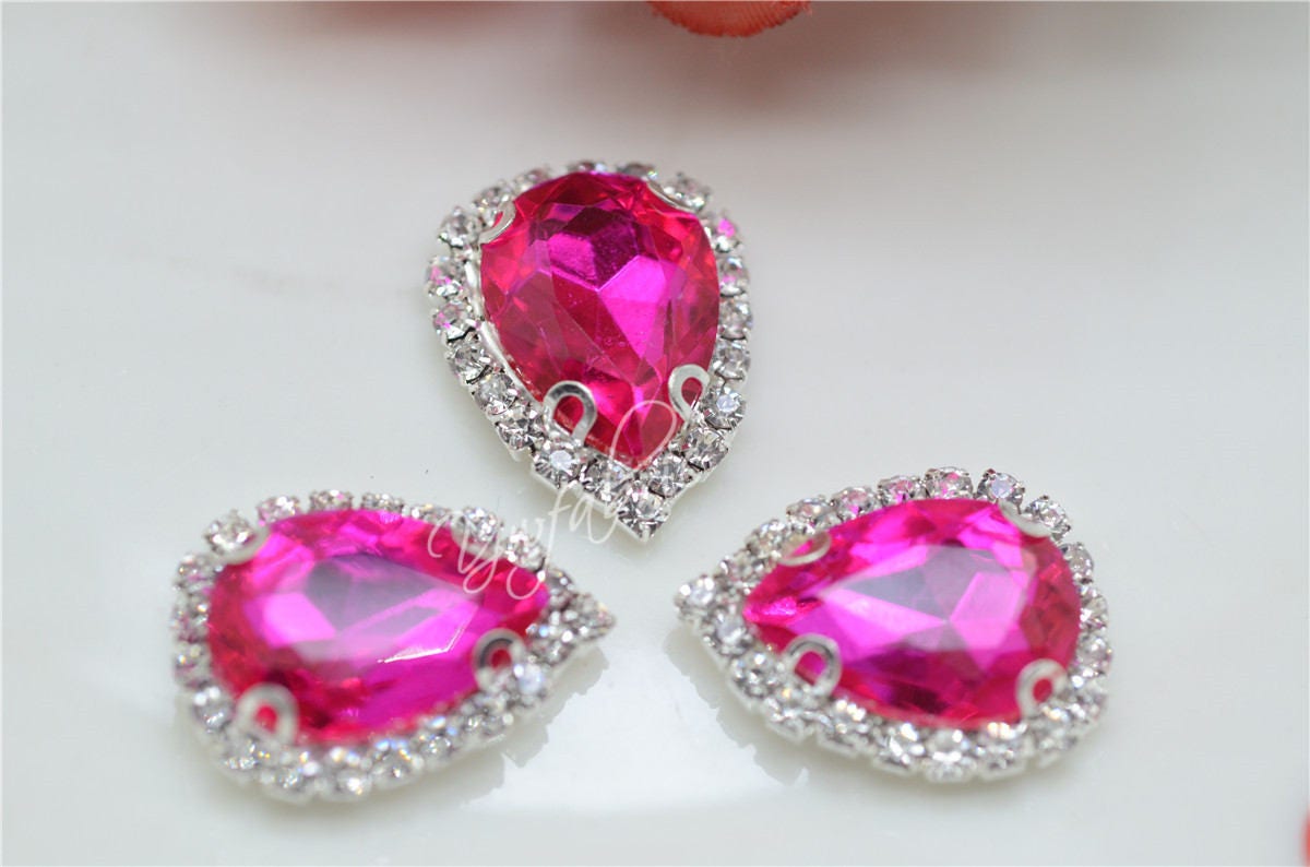 13x18mm AB Color Teardrop Silver Setting Rhinestones Glass - Etsy