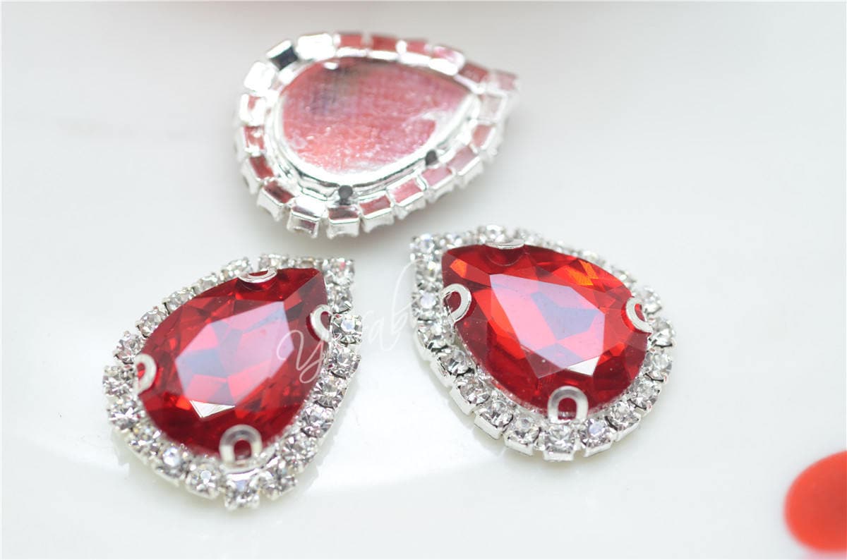 13x18mm AB Color Teardrop Silver Setting Rhinestones Glass - Etsy