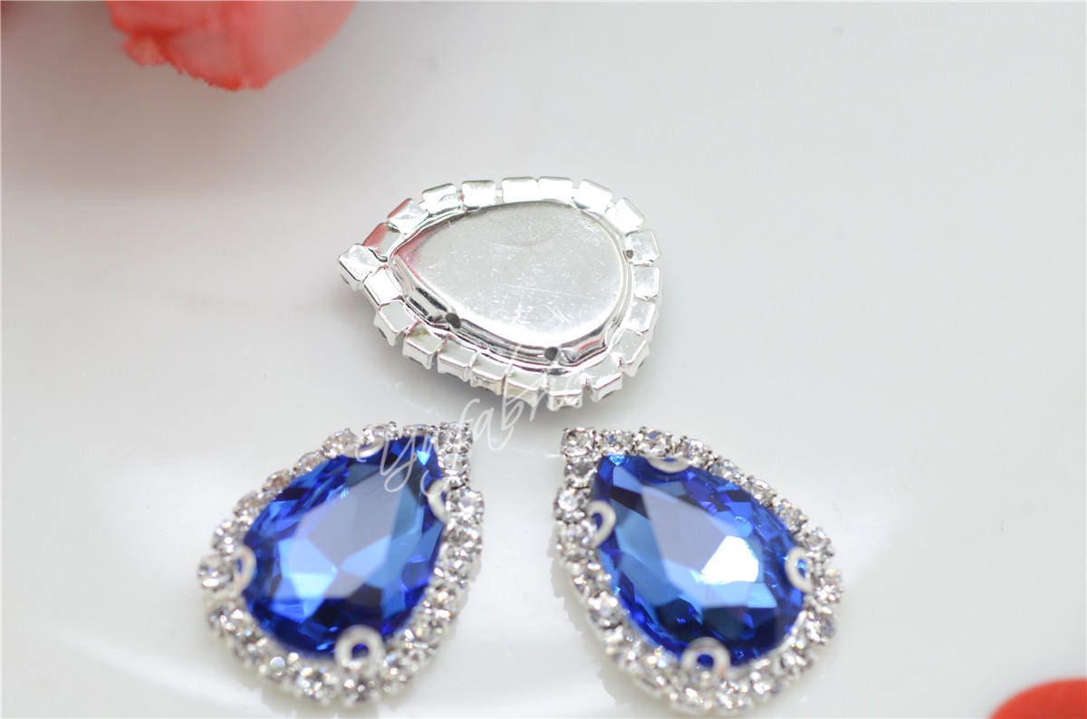13x18mm AB Color Teardrop Silver Setting Rhinestones Glass - Etsy