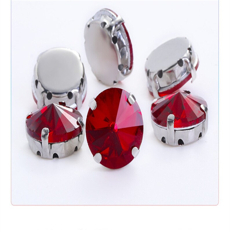 Rivoli Round Shape Silver Claw Settings Colors Glass Crystal Sew ...