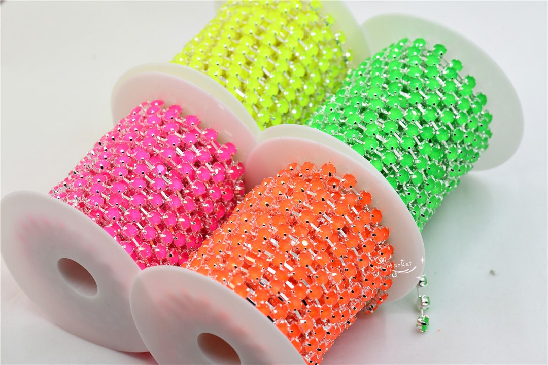 Neon Color Ss28 Ss38 Crystal Rhinestone Chain Handmade by the Yard - Etsy