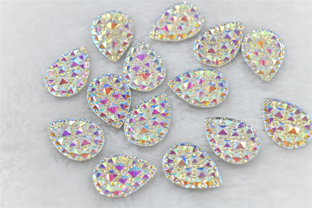13x18mm 18x25mm Teardrop Flatback Resin AB Rhinestones Crystal Jewelry ...
