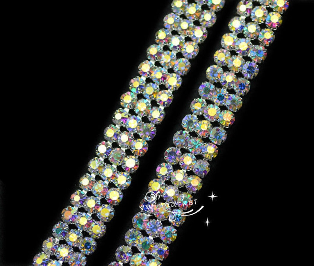 3 Row Ab Crystal Rhinestone Chain Trim Diy Wedding Cake Decor 1 Yard Etsy