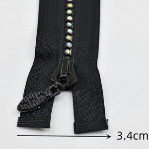 60cm Crystal Rhinestone Zipper: Black Separating Zipper for Garments - Etsy