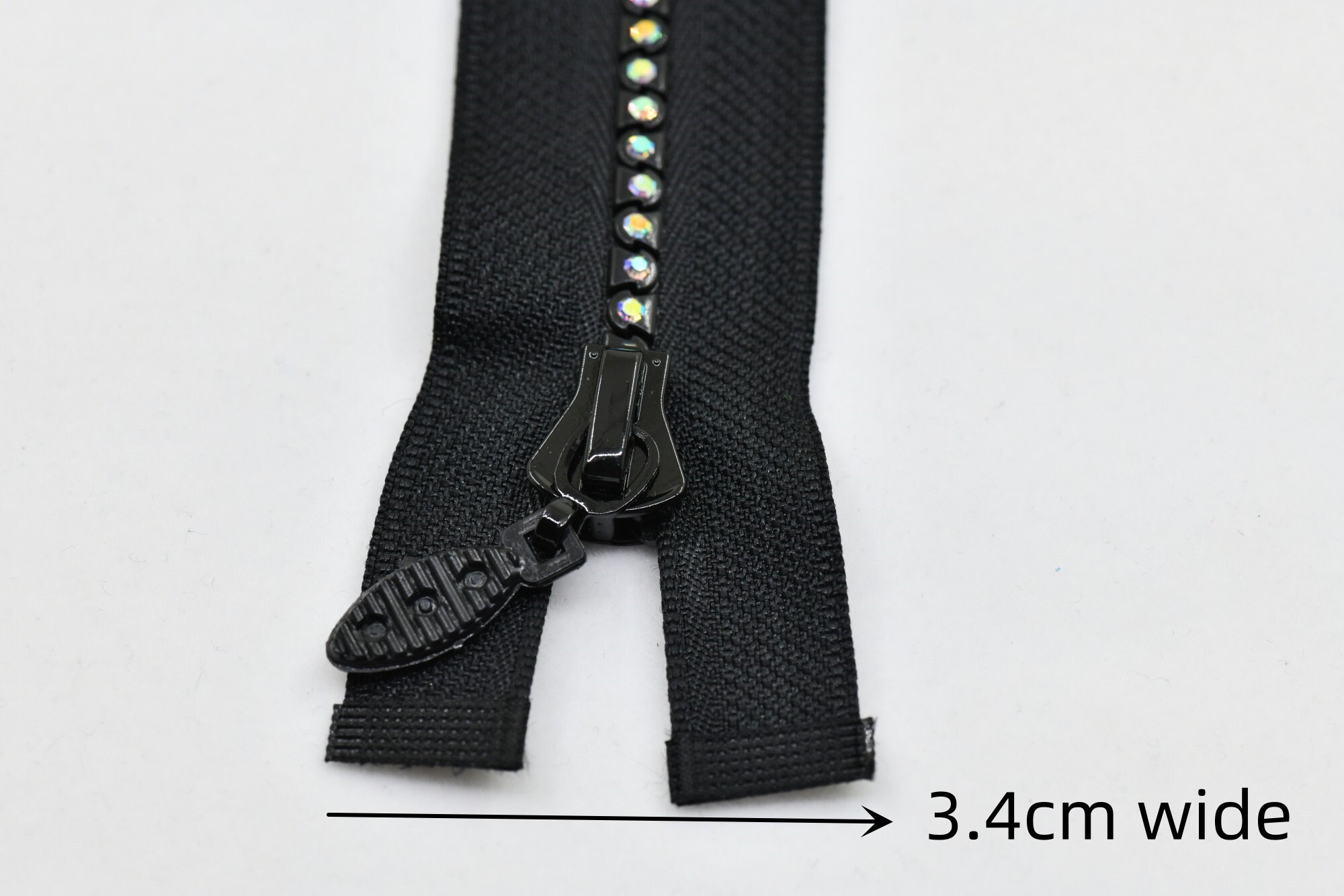 60cm Crystal Rhinestone Zipper: Black Separating Zipper for Garments - Etsy