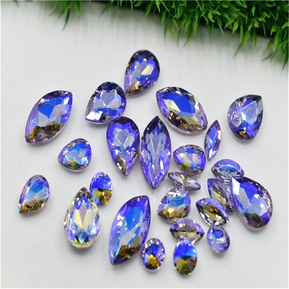 Crystal Purple AB Glass Crystal Pintback Rhinestone Rivoli | Etsy