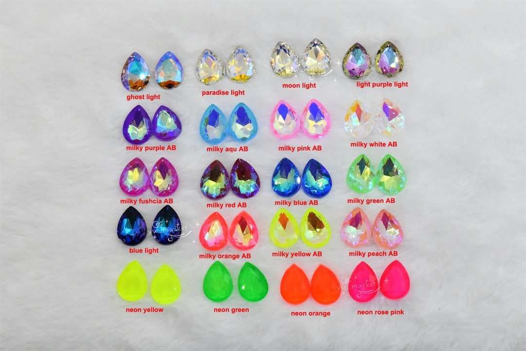 13x18mm Milky Color AB Tear Drop Faceted Glass Jewels Stones 60pcs - Etsy