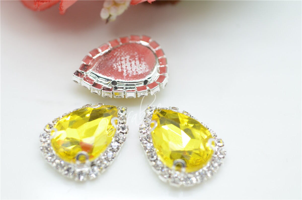 13x18mm AB Color Teardrop Silver Setting Rhinestones Glass - Etsy