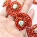1 Yard Red Rhinestone Beaded Trim Applique Iron on Bridal Costume Sew ...