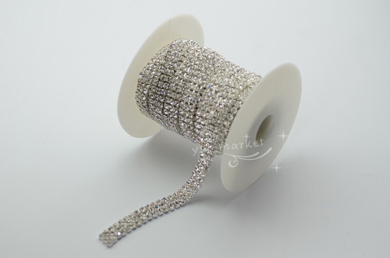 Sewing Crystal close silver chain Cake Ribbon Rhinestone | Etsy