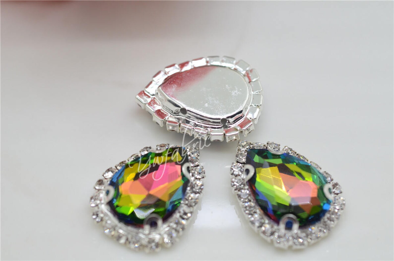 13x18mm AB Color Teardrop Silver Setting Rhinestones Glass - Etsy