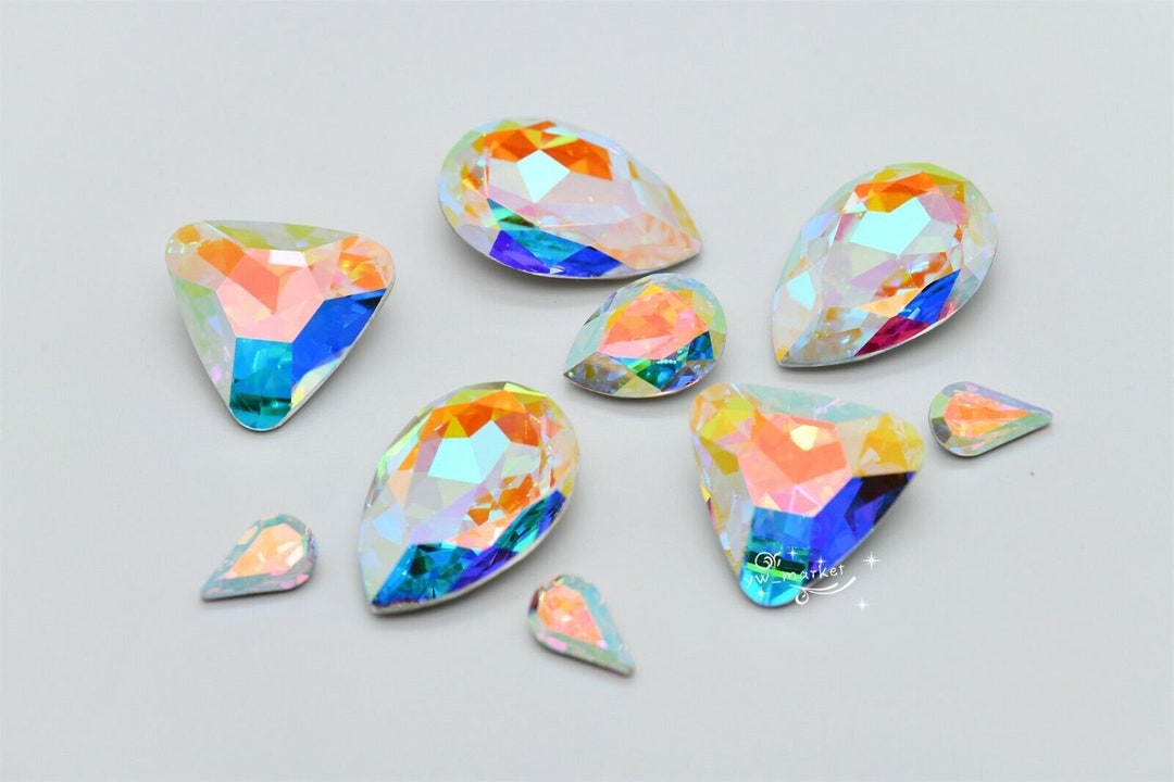 K9 Crystal AB Glass Rhinestones Navette Rivoli Teardrop Jewelry ...