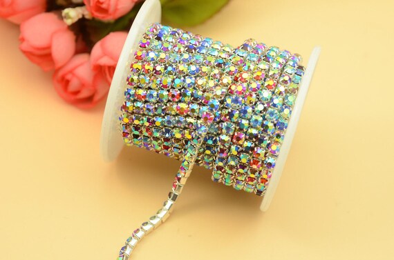 Ss16 Crystal Rhinestone Close Chain Trims Colorful Ab X 6 Etsy