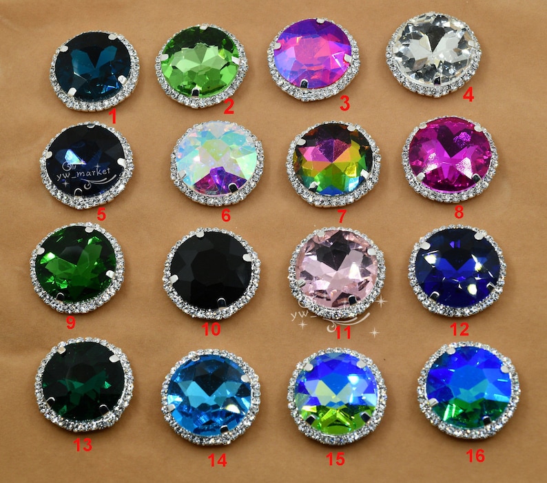 Strass 27mm ROUND Crystal AB Sew On Rivoli Rhinestones Large | Etsy