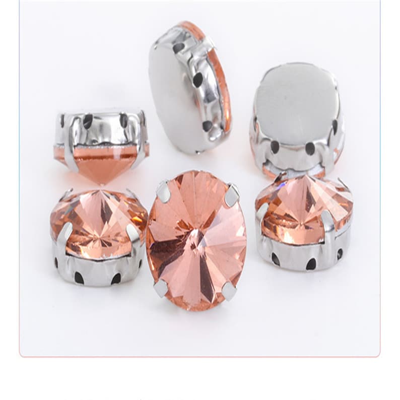 Rivoli Round Shape Silver Claw Settings Colors Glass Crystal Sew ...
