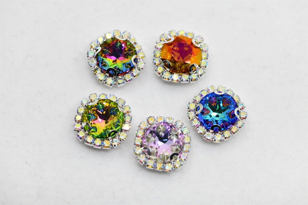 K9 Starshards Crafts Beads Jewelry Accessories Round Shaped Sew on AB ...