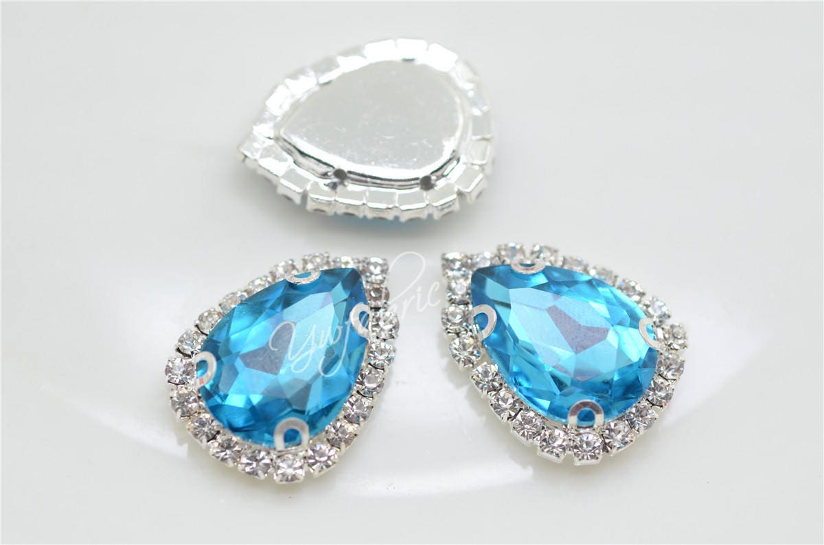 13x18mm AB Color Teardrop Silver Setting Rhinestones Glass - Etsy