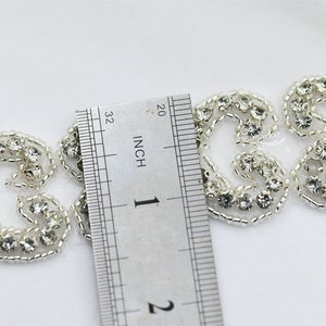 1 Yard Crystal Rhinestone Beaded Trim Applique Iron on Bridal Costume ...