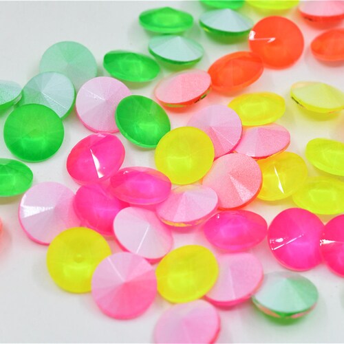 27mm Round Neon Color Glass Rhinestone Faceted Stones Jewelry - Etsy