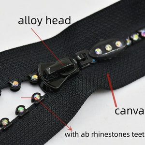 60cm Crystal Rhinestone Zipper: Black Separating Zipper for Garments - Etsy