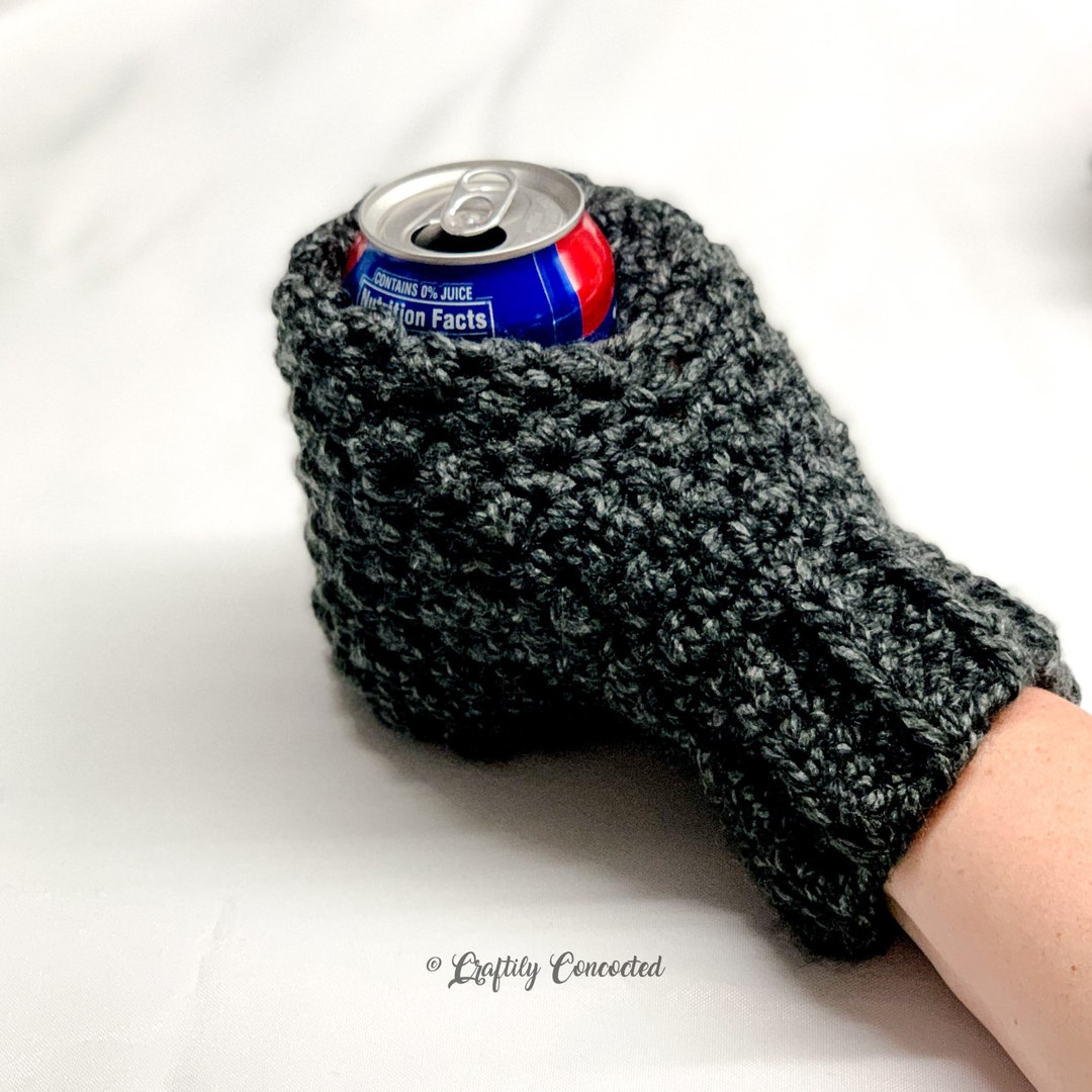Crochet Beer Can Mitten, Beer Lover's Drink Mitt, Soda Can Cozy Mitten ...