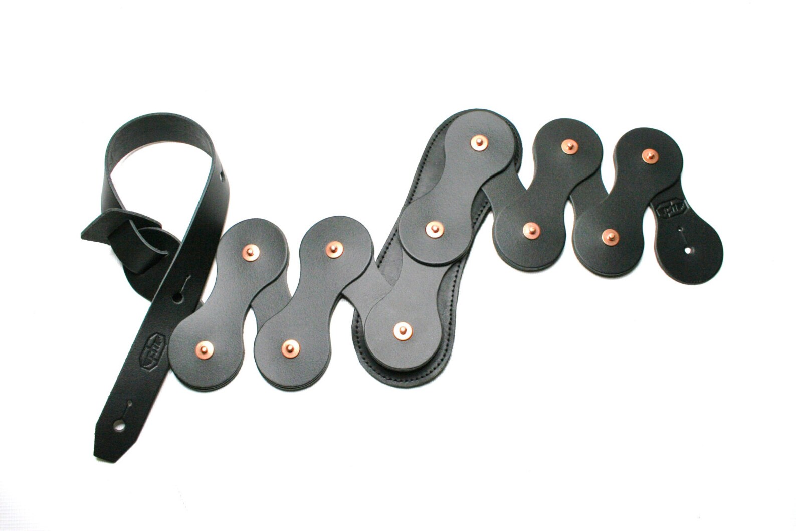 Leather Guitar Strap Bike Chain Link Black With Suede Shoulder Pad: 16 ...