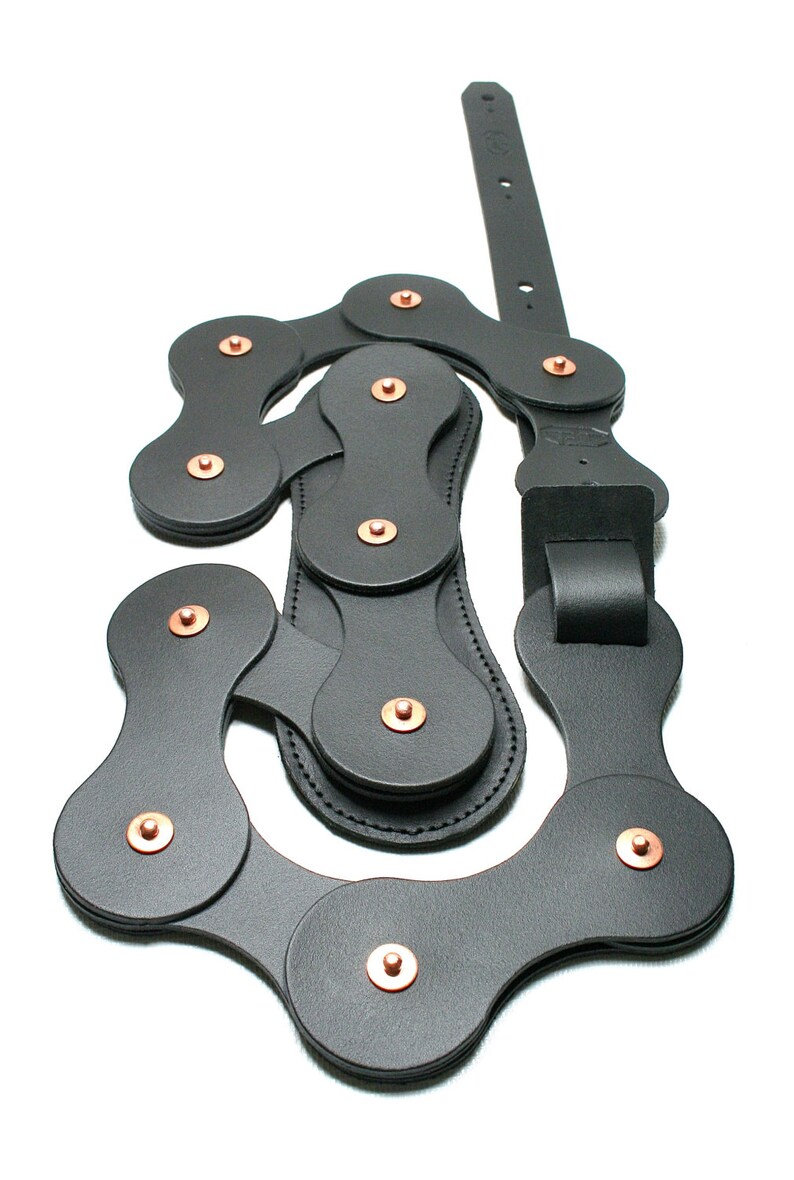 Leather Guitar Strap Bike Chain Link Black With Suede Shoulder Pad: 16 ...