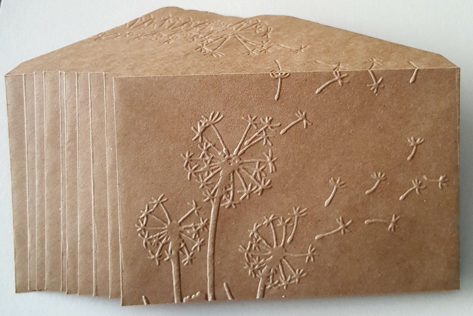 DANDELION EMBOSSED NOTECARDS Set Mini Envelopes and Cardstock | Etsy