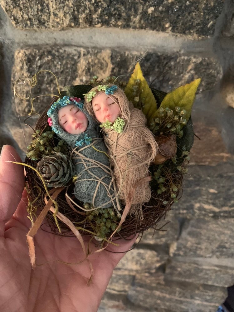 Baby Faes, Fairy, Fairies, Baby Fairies, Twins, OOAK fairies, Clay ...