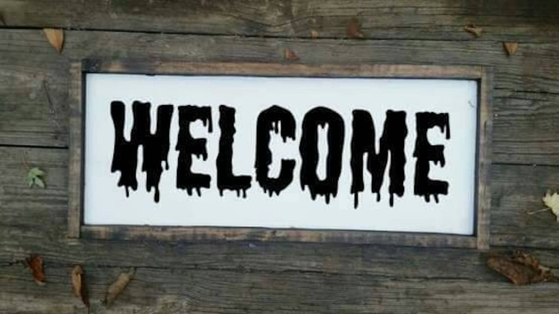 Halloween welcome sign front porch fall spooky decor | Etsy