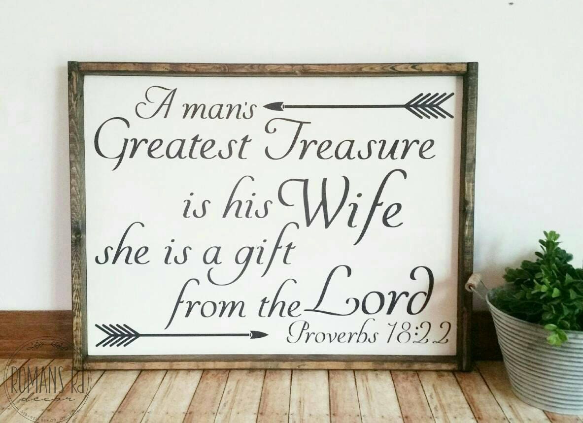 A man's greatest treasure is his wife she is a gift from | Etsy