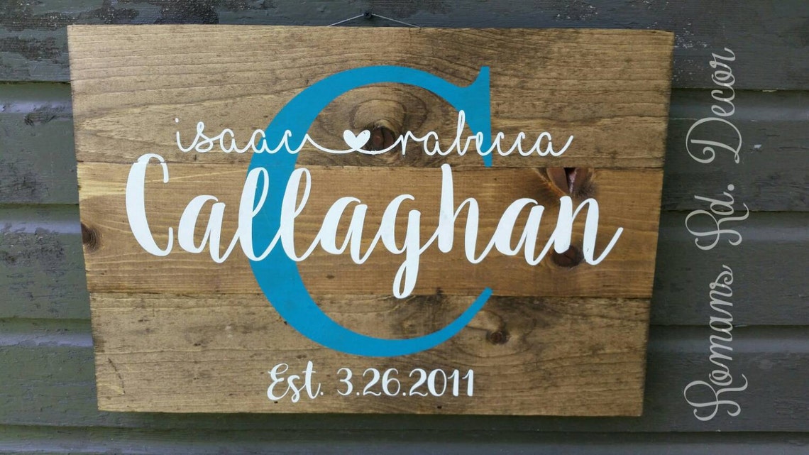 Family Name established est. Sign rustic torquise Family | Etsy