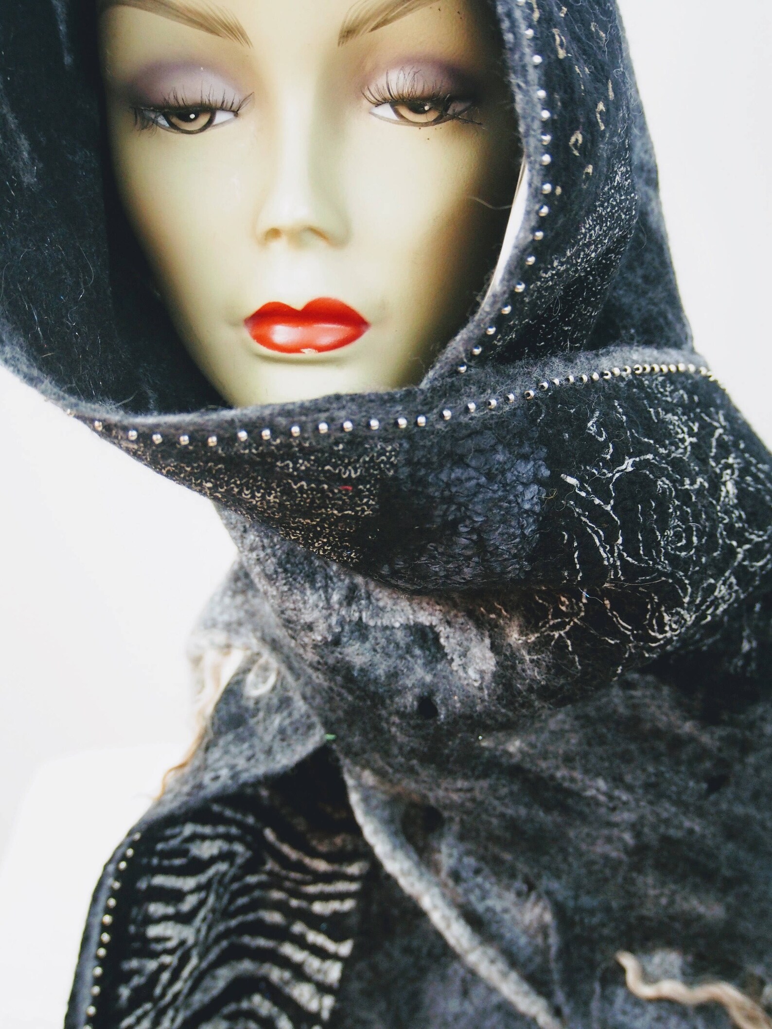 Handcrafted Felt Shawl in Merino Wool/silk Accents With Wool Locks and ...