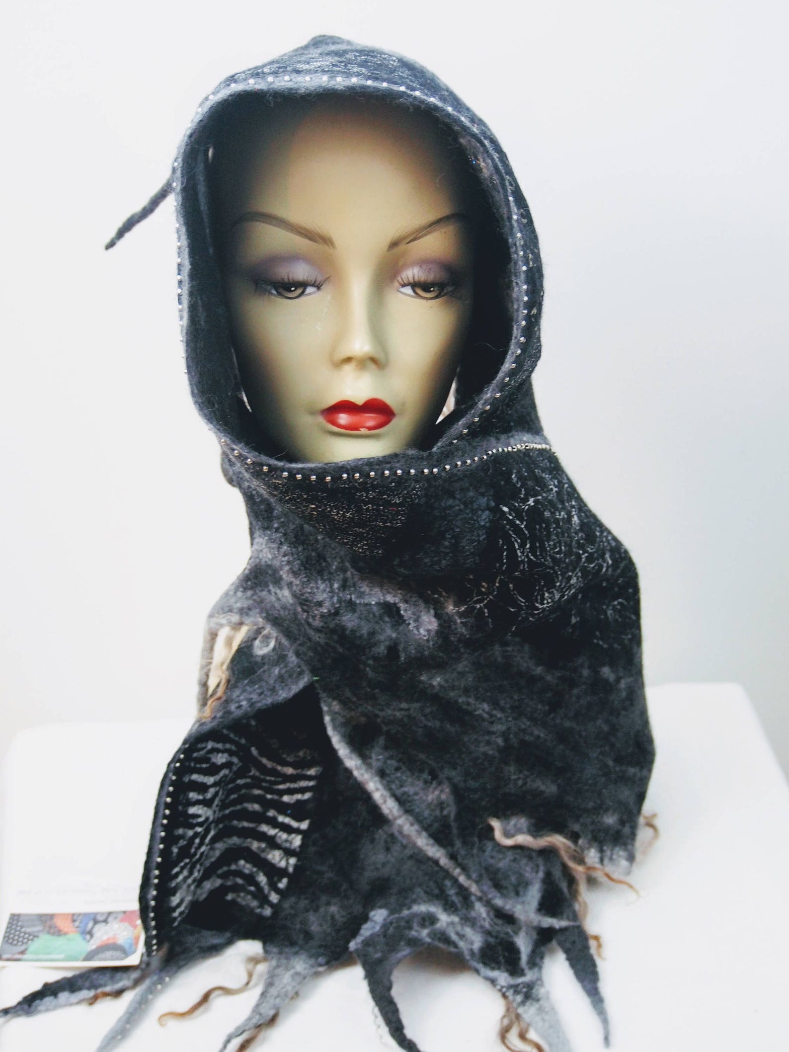 Handcrafted Felt Shawl in Merino Wool/silk Accents With Wool Locks and ...