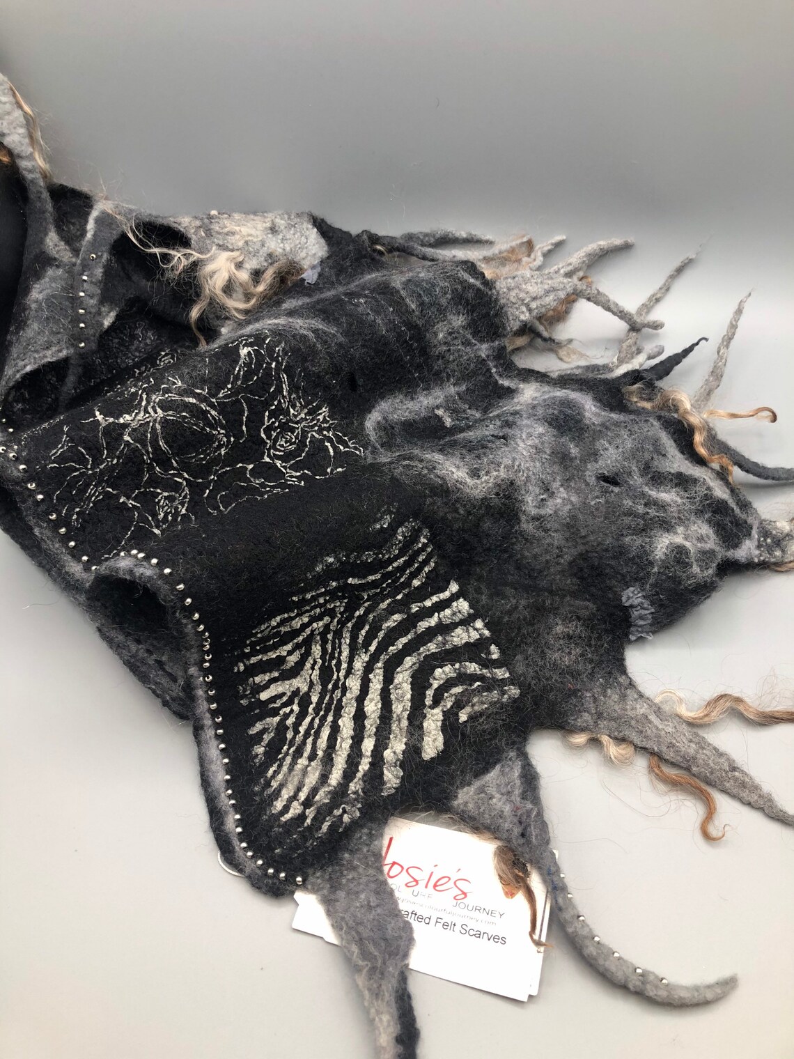 Handcrafted Felt Shawl in Merino Wool/silk Accents With Wool Locks and ...