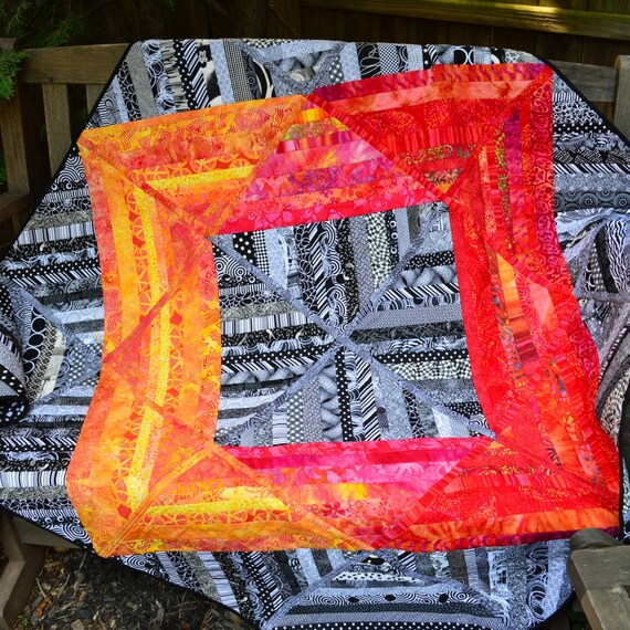 Quilted Wall Art. Volcano Lava Wall Quilt One-of-a-kind | Etsy
