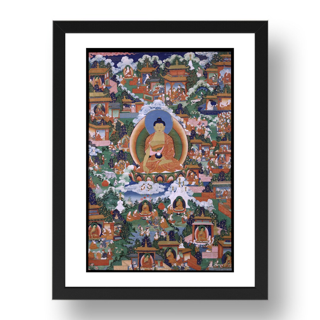 Shakyamuni Buddha With Avadana Legend Scenes Tibet, Vintage Buddhist ...