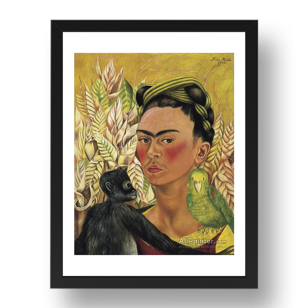 Frida Kahlo: Self Portrait With Monkey and Parrot autorretrato Con ...