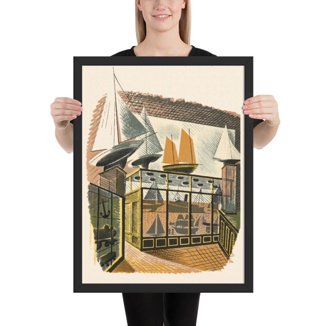 Model Ships and Railways High Street by Eric Ravilious, Framed Poster ...