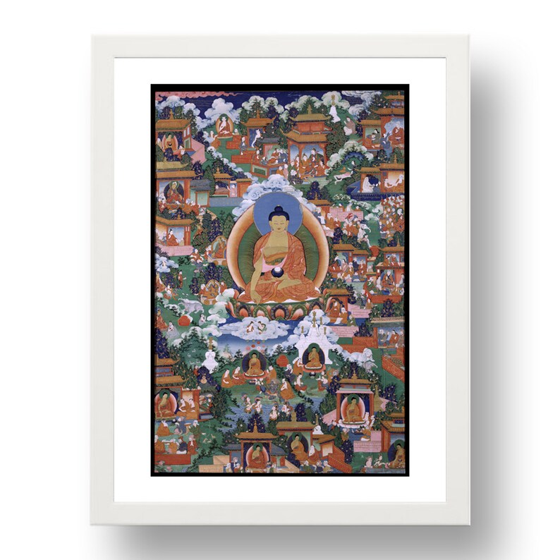 Shakyamuni Buddha With Avadana Legend Scenes Tibet, Vintage Buddhist ...