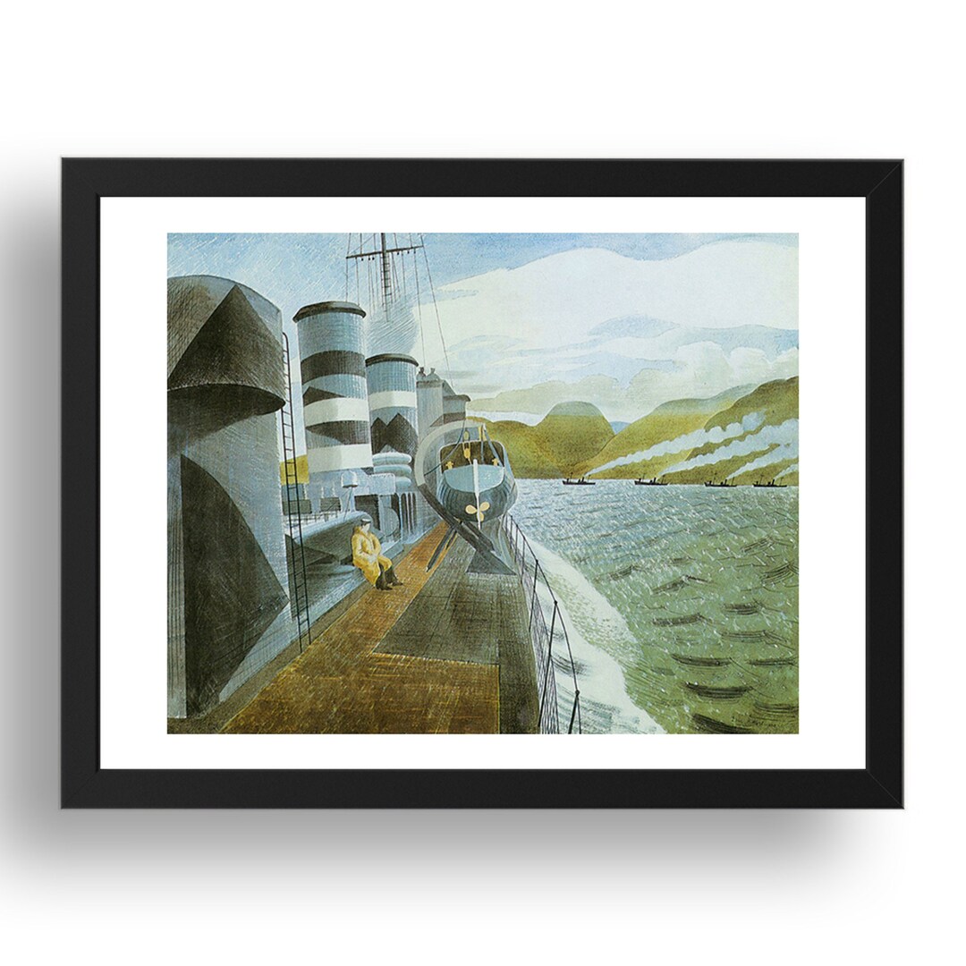 Scapa Flow verlassen (HMS HIghlander, Orkney, WW2) von Eric Ravilious ...