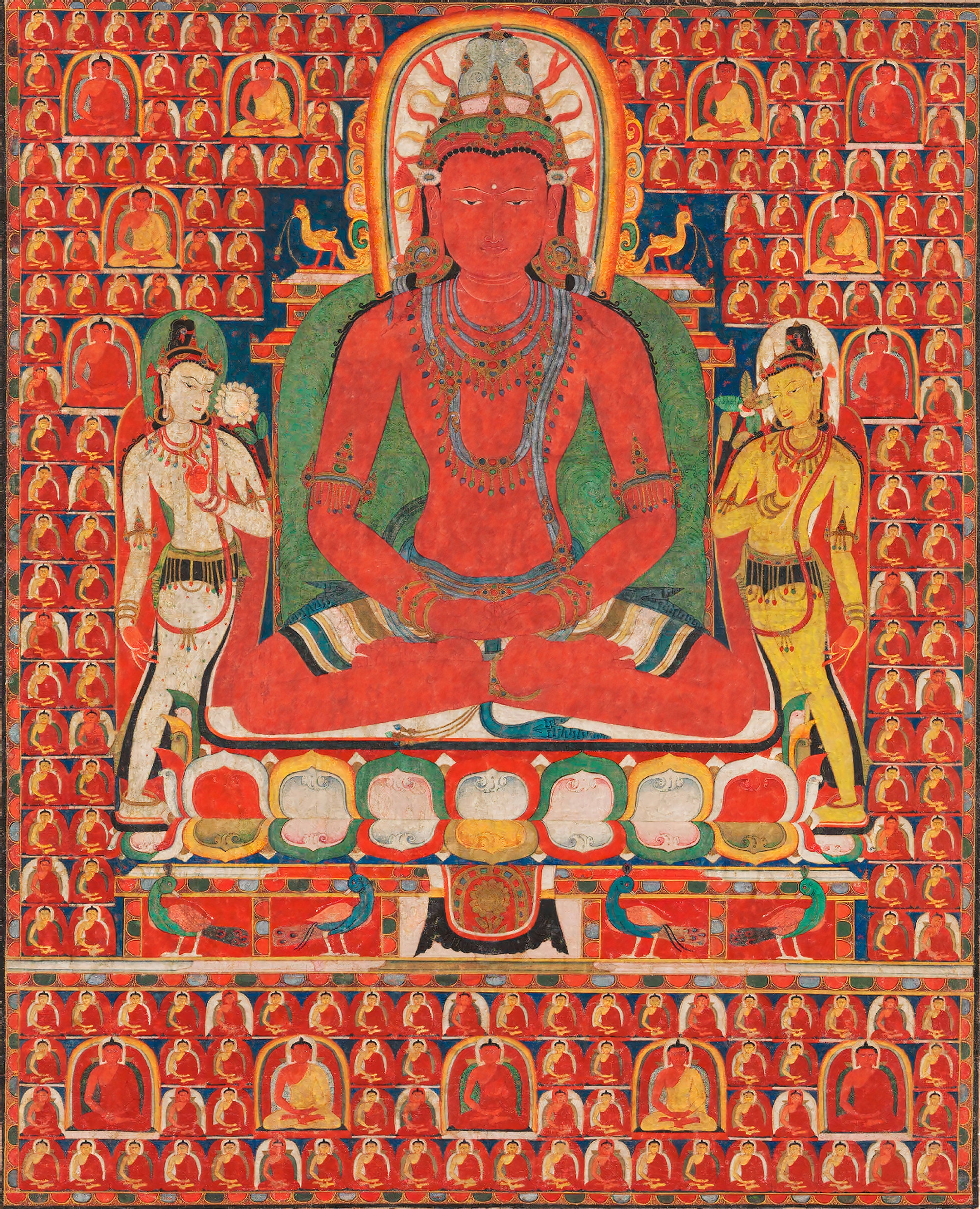 Amitabha (Amitayus) Boeddha, Tibet c1300, vintage boeddhistische kunst ...