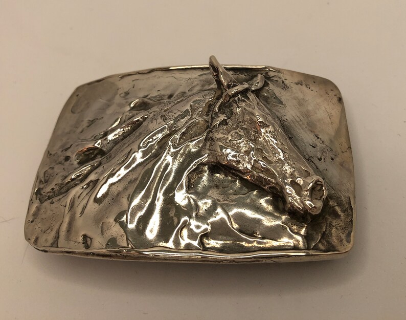 Unique Horse Silver Plate Belt Buckle - Etsy